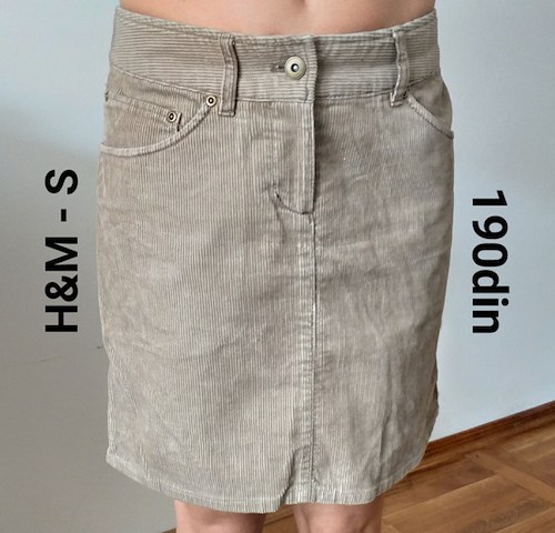 H&M krem somotska suknja S/36