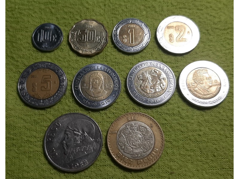 Meksiko - Mexico - lot od 10 kovanica