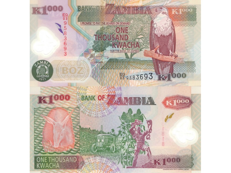 ZAMBIA 1.000 Kwacha 2011 UNC, P-44 Polymer