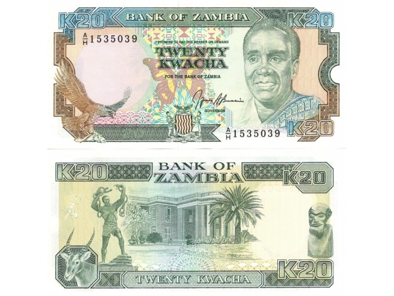 ZAMBIA 20 Kwacha 1989 UNC, P-32