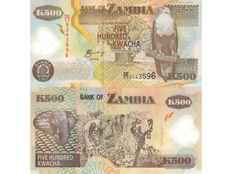 ZAMBIA 500 Kwatcha 2005 UNC , P-43 Polymer