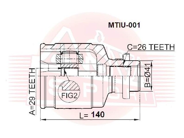 MTIU-001 Zglob poluosovine do menjača Mitshubishi Outlander 2.0 -2.0 Turbo-2.4 4WD-zamenski rezervni deo