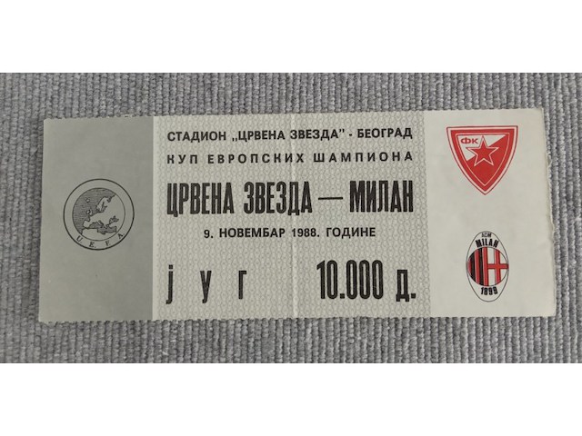 FUDBAL: CRVENA ZVEZDA - MILAN 09.11.1988