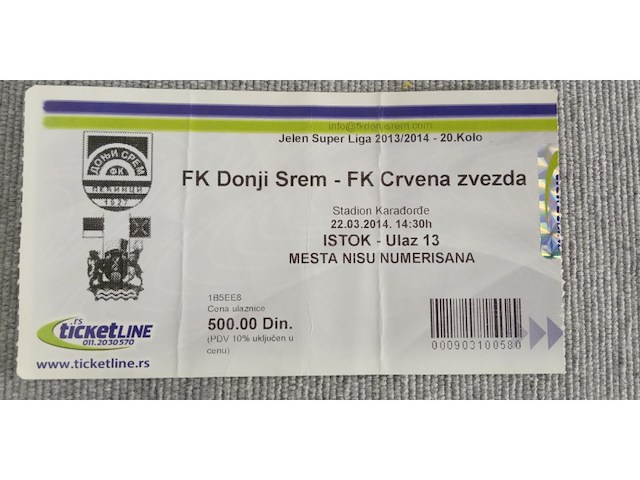 FUDBAL: DONJI SREM - CRVENA ZVEZDA 22.03.2014