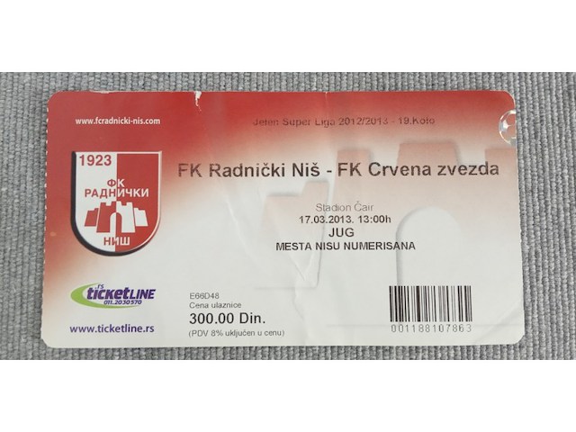 FUDBAL: RADNICKI (Nis) - CRVENA ZVEZDA 17.03.2013