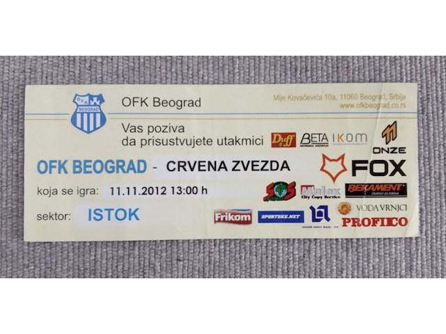 FUDBAL: OFK BEOGRAD - CRVENA ZVEZDA 11.11.2012