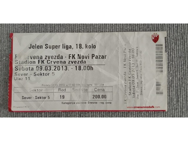 FUDBAL: CRVENA ZVEZDA - NOVI PAZAR 09.03.2013