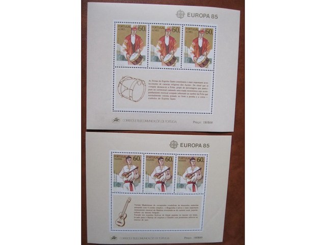 Blokovi MNH , Evropa CEPT, Portugal 1985, Gitara+bubanj