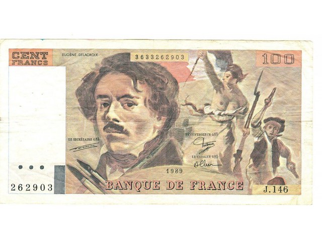 Francuska 100 francs 1989