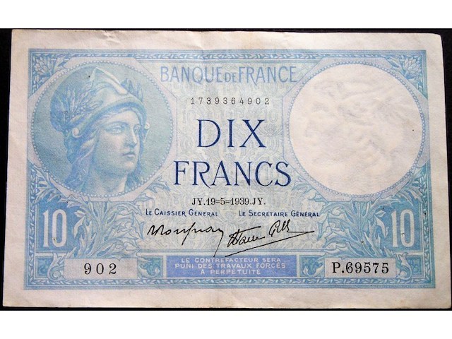 Francuska 10 francs 1939
