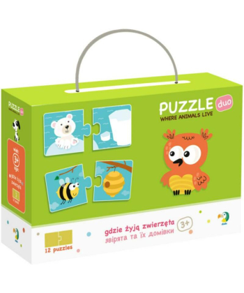 Dodo Duo puzzle za decu Gde životinje žive 12 elemenata - A066223