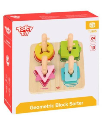 Tooky toy drvena igračka za decu Geometrijska slagalica 4 Oblika - A058540