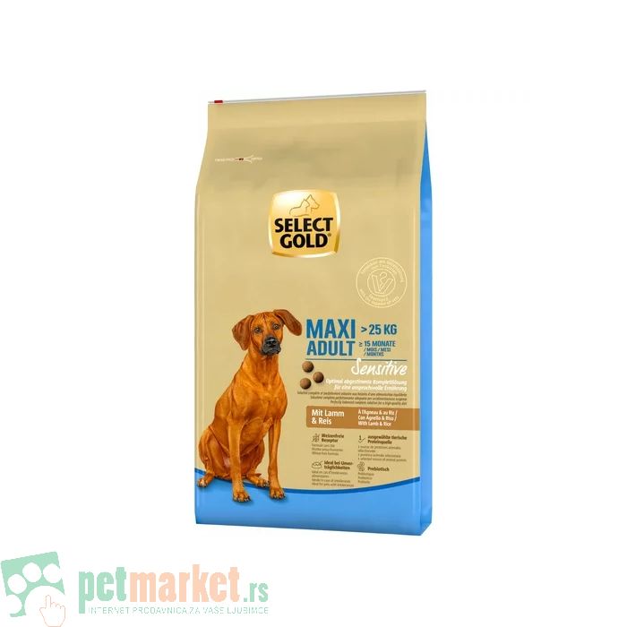 Select Gold: Hrana za odrasle pse velikih rasa Sensitive Maxi Adult Jagnjetina, 12 kg