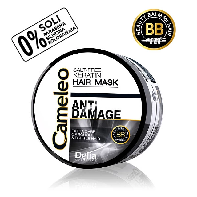 CAMELEO BB ANTI DAMAGE Maska sa keratinom i uljem makadamije za izuzetno oštećenu i suvu kosu bez soli 200 ml - DELIA