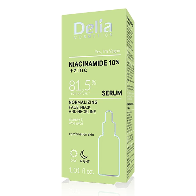 SERUM ZA LICE, VRAT I DEKOLTE SA NIJACIJAMIDOM I CINKOM NIACYNAMID 10%+CYNK 81,5% 30ML DELIA