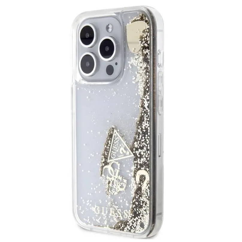 Maska Guess Hc Liquid Glitter Charms za iPhone 15 Pro 6.1 zlatna (GUHCP15LGLHFLGO)