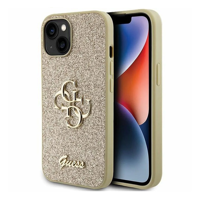 Maskica Guess Hc Fixed Glitter 4G Big Metal Logo za iPhone 15 6.1 zlatna (GUHCP15SHG4SGD)