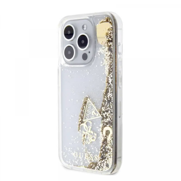 Maska Guess Hc Liquid Glitter Charms za iPhone 15 Pro 6.1 zlatna