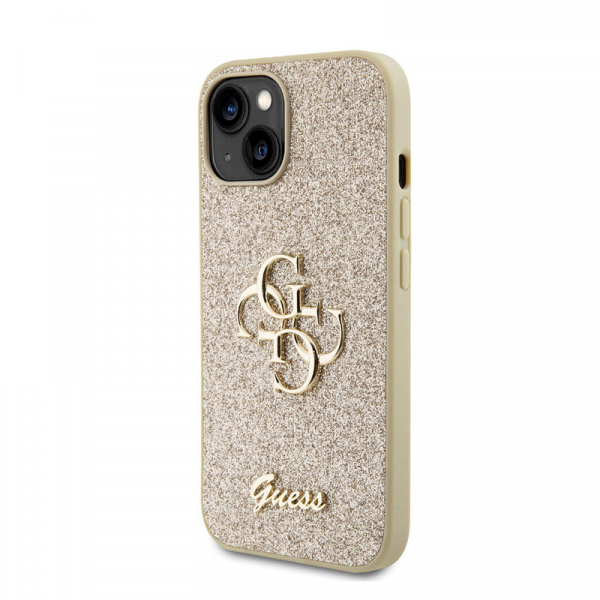 Maska Guess Hc Fixed Glitter 4G Big Metal Logo za iPhone 15 6.1 zlatna