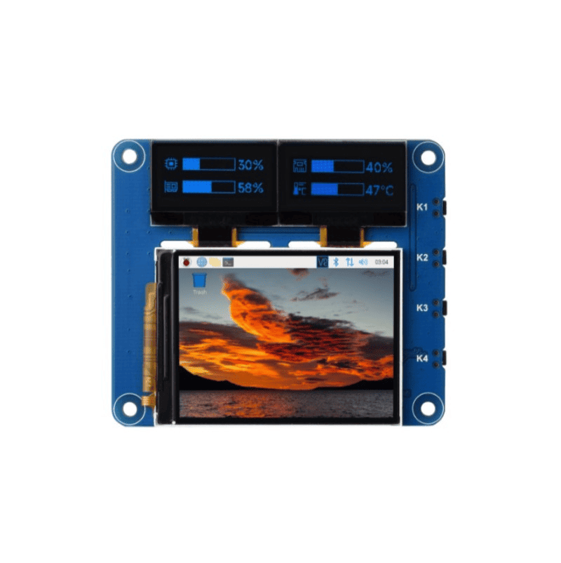 Trodelni OLED/LCD HAT za Raspberry Pi, 2 inča LCD glavni, Dual 0.96 inča plavi OLED