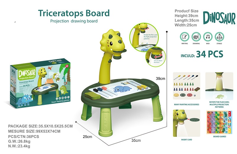 Projektor Dino i tabla za crtanje