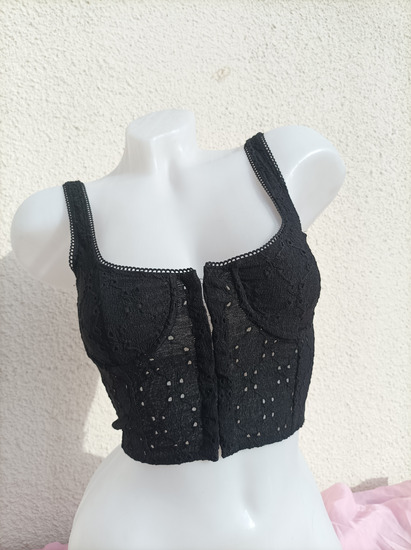 Gothic Crop Top Majica na Kopčanje S