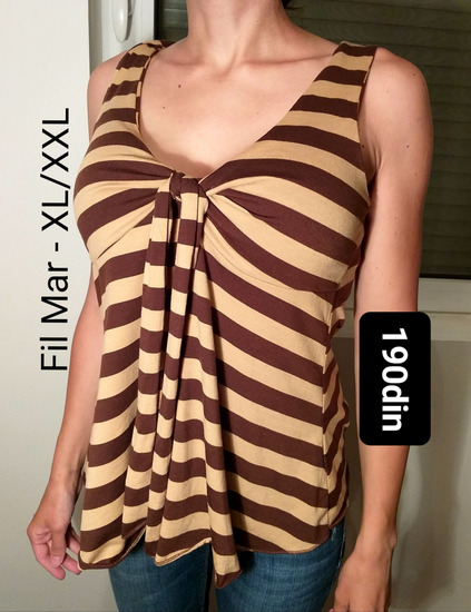 Fil Mar ženska majica pruge braon XL/XXL - 42/44