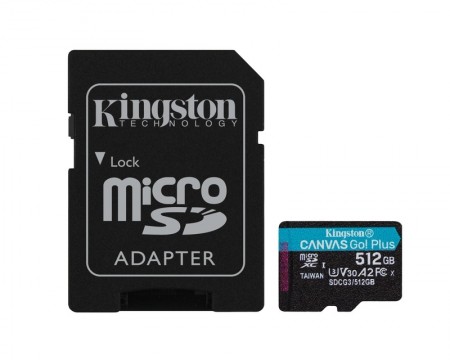 512GB KINGSTON U3 V30 Canvas Go Plus 170R A2 + adapter SDCG3/512GB