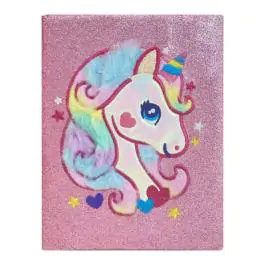 Svetlucavi spomenar Glitter Unicorn veličine 15 x 21 cm sa tvrdom koricom