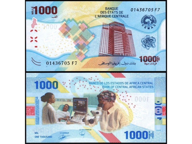 Cental African States (CAS) 1000 Francs 2022 UNC,Hibrid
