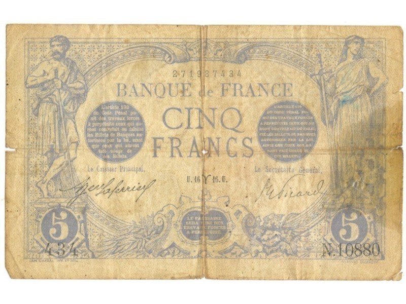 Francuska 5 francs 1905