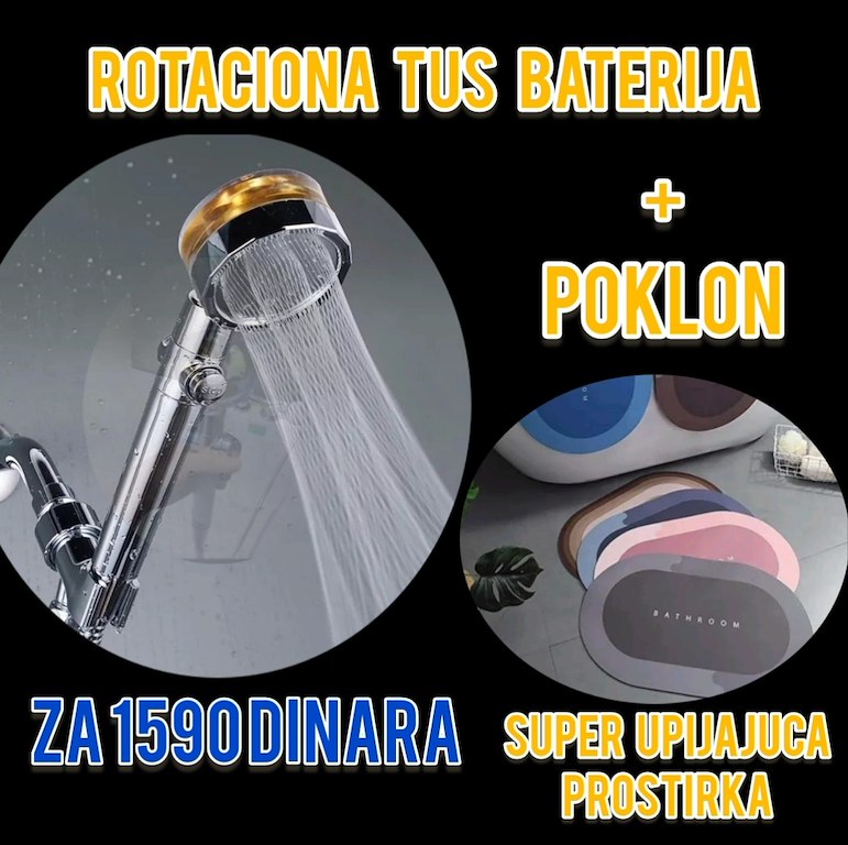 Rotaciona tus baterija – Masazni Spiralni tus + Super Upijajuca prostirka