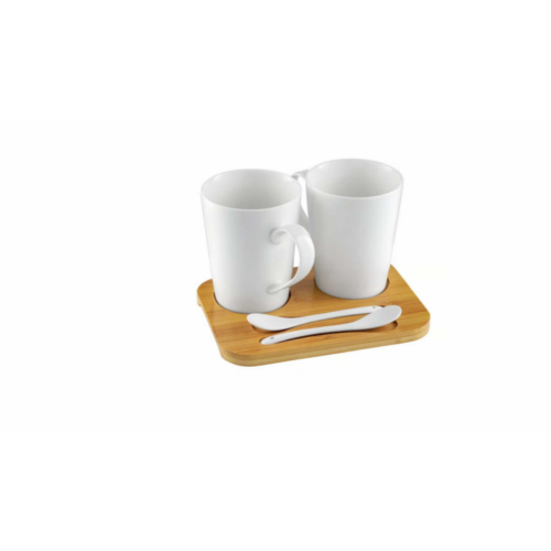 Porcelanski set 2 šolje sa daskom od bambusa DJ45581