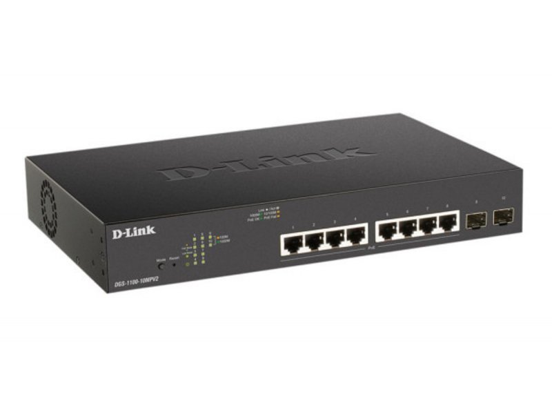 LAN SWITCH D-LINK DGS-1100-10MPV2/E 10/100/1000MBPS 8PORT/2SFP SMART