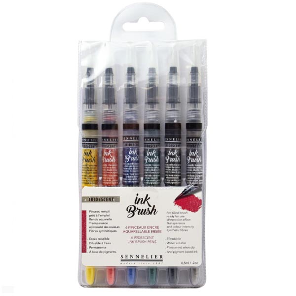 Sennelier Ink Brush 6 brushes set - Iridescent colours