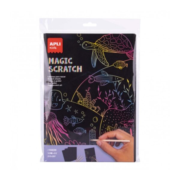 Magični karton CRNI za raznobojno crtanje grebanjem Magic Scratch Block 1/10, Apli