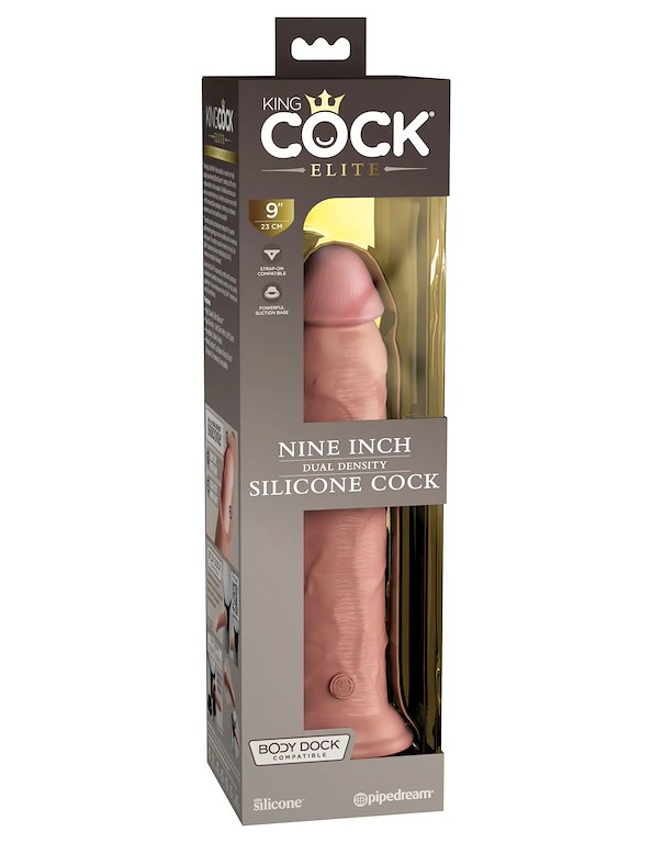 King Cock Elite 9″ Silicone Dual Density Cock- vibrirajući dildo 23 cm