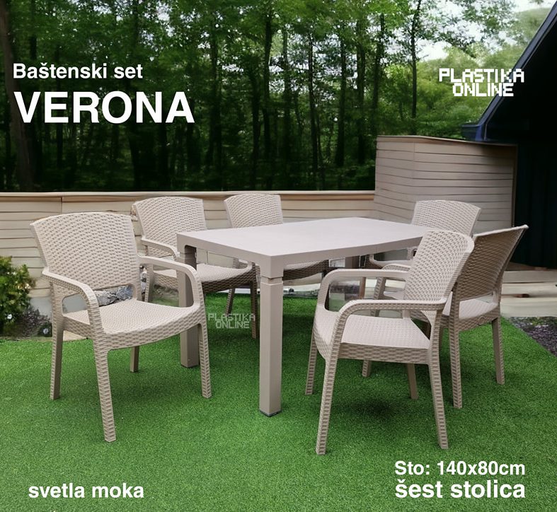 Baštenski set VERONA (Orfeo sto 140×80 i 6 stolica Verona)