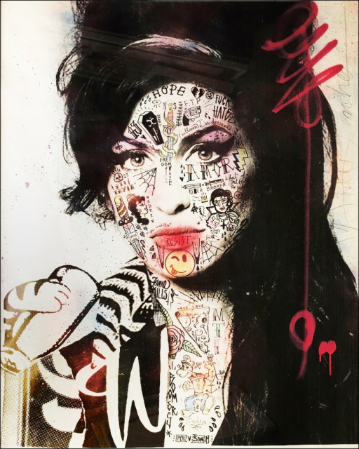 Amy Winehouse, uramljena slika 40x50cm