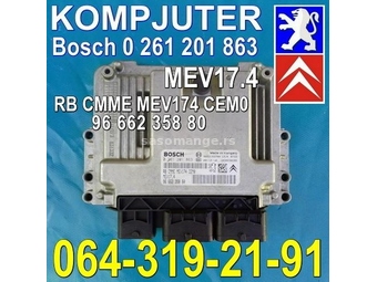 KOMPJUTER MEV17.4 Bosch 0 261 201 863, Pežo Peugeot Citroen RB CMME MEV174 CEM0, 96 662 358 80