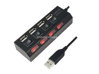 Logilink (UA0128) USB hub 4-portni On/Off crni