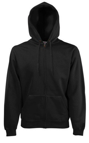 FRUIT OF THE LOOM, CLASSIC HOODED SWEAT JACKET, MUŠKI DUKS SA KAPULJAČOM I CIBZAROM, CRNA, 4XL