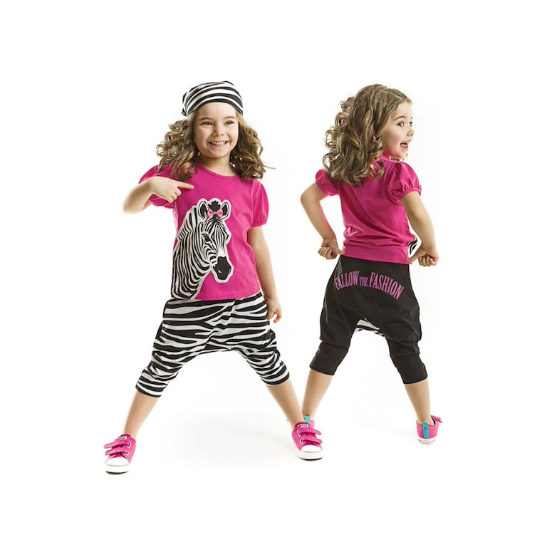 Denokids Zebra Fashion Girls' T-shirt Capri Shorts Set