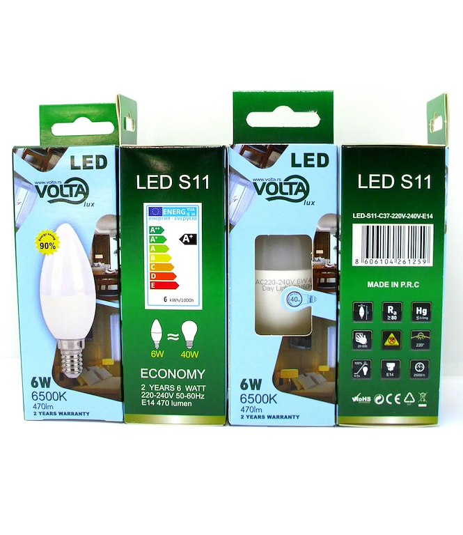 VOLTA LED sijalica E14 C37 6W 6500k