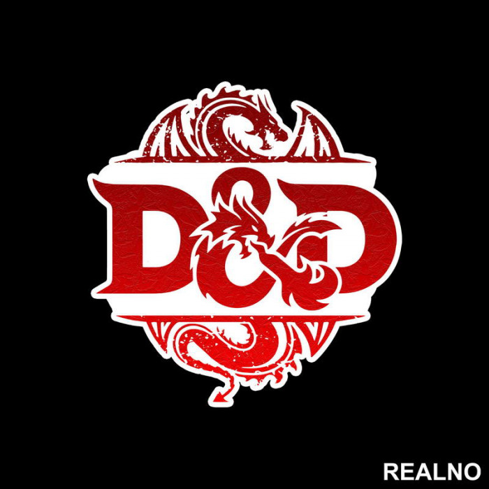 RED LOGO - TEXTURE - D&D - DUNGEONS AND DRAGONS - NALEPNICA