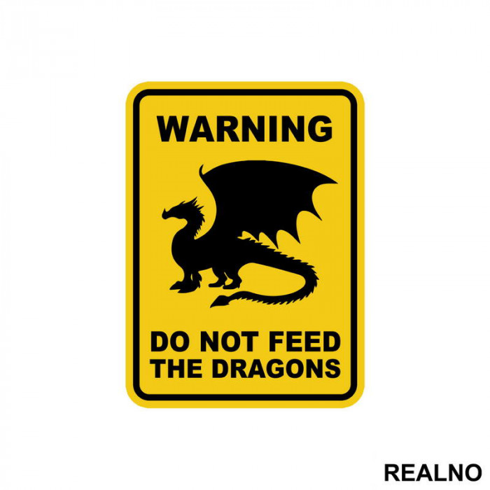 WARNING - DO NOT FEED THE DRAGONS - D&D - DUNGEONS AND DRAGONS - NALEPNICA