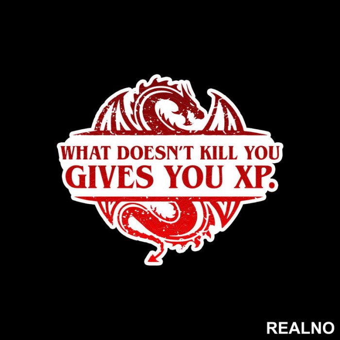 WHAT DOESN'T KILL YOU, GIVES YOU XP - D&D - DUNGEONS AND DRAGONS - NALEPNICA