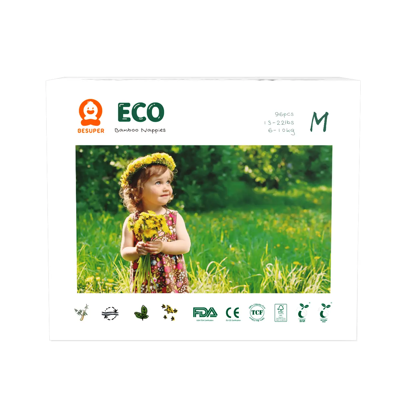 BESUPER ECO BAMBOO Pelene M (6-10 kg) 96/1