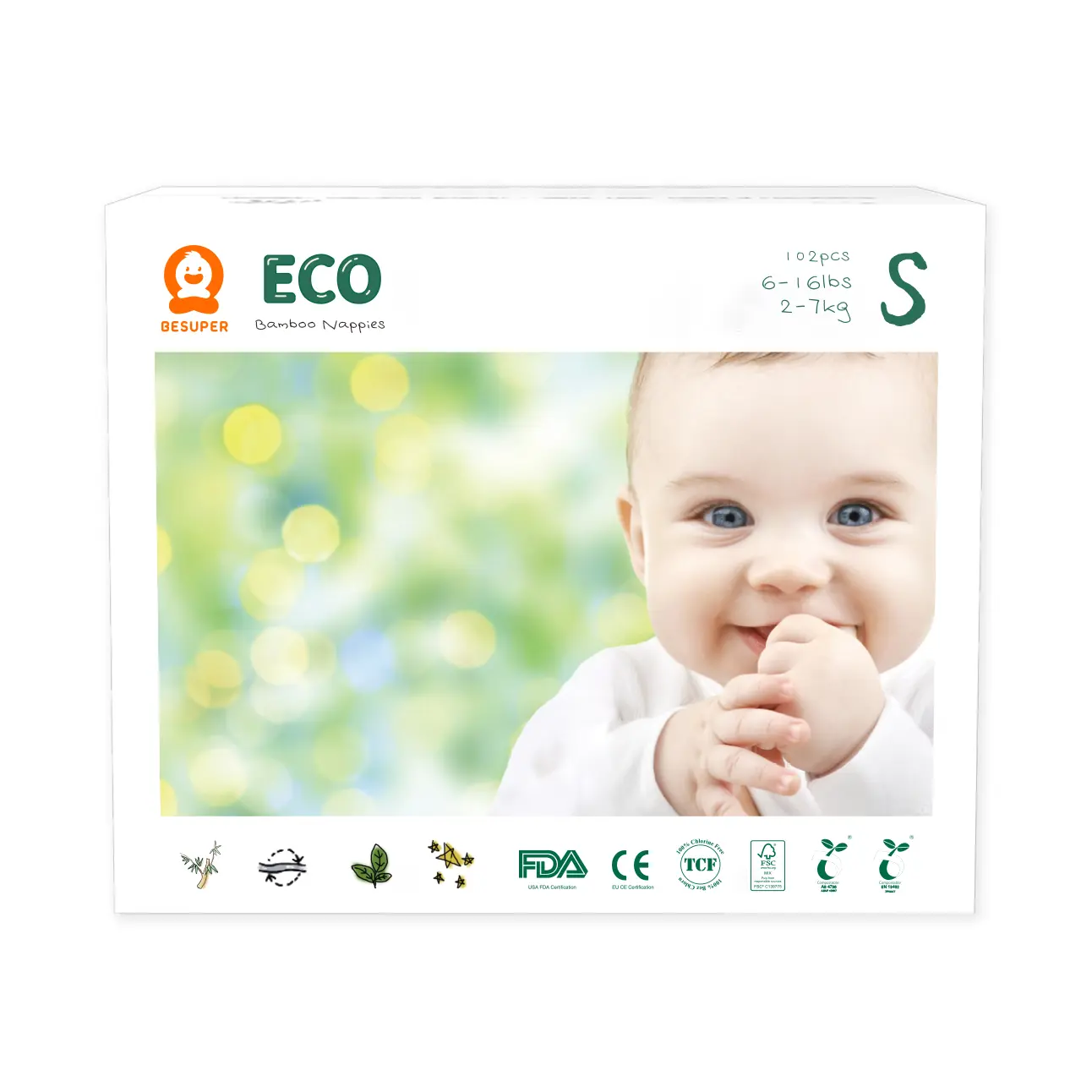 BESUPER ECO BAMBOO Pelene S (2-7 kg) 102/1