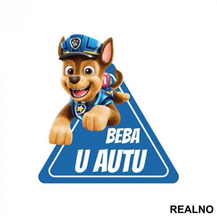 Beba u autu - Čejs - Chase - Patrolne Šape - Trougao - Nalepnica za auto